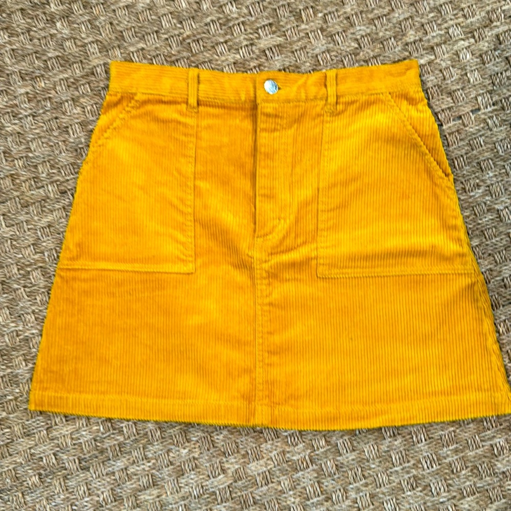 Wide Wale Gold Corduroy Overlay Pockets Loops Monki D… - Gem